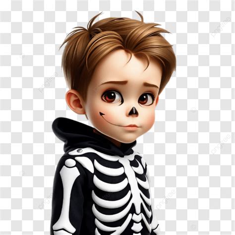 귀엽다 깜찍 아기자기 앙증맞다 만화 소년 해골 해골 복장 의상 옷차림 큰 눈 갈색 머리 머리카락 양식화 정형화 3차원 렌더링 삼차원 렌더링 3d 렌더링 할로윈 캐릭터 기발