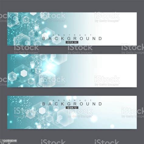 현대 벡터 배너의 과학적 설정 합니다 웹 배너 템플릿 또는 안내 책자에 대 한 미래의 디지털 과학 기술 개념 과학 벡터