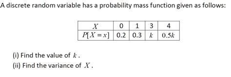 SOLVED A Discrete Random Variable Has A Probability Mass Function