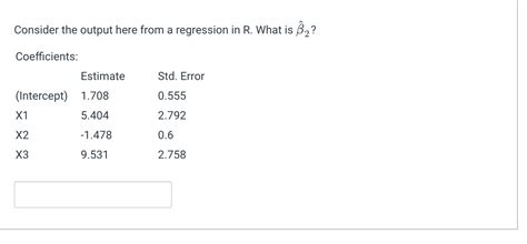 Solved Consider The Output Here From A Regression In R What Chegg