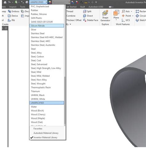 Solved Material Dropdown Not Indicating Inventor Material Library