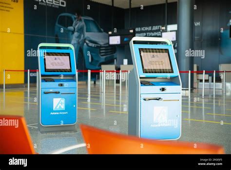 Boarding Pass Printing Terminal Self Service Transfer Machine Airport Interior Astana