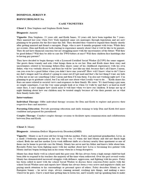 Case Vignette Pdf Mental Disorder Major Depressive Disorder