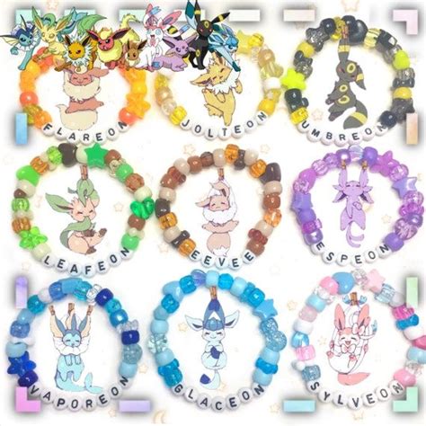 Eevee Evolutions Kandi Bracelets Eevee Sylveon Espeon Glaceon Flareon Umbreon Leafeon