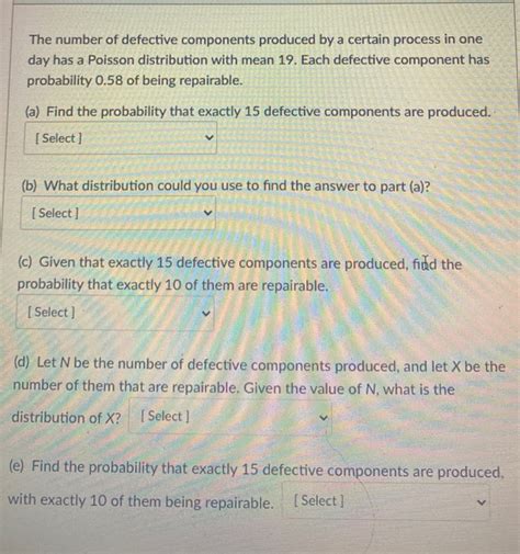 Solved The Number Of Defective Components Produced By A