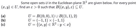solved some open sets u in the euclidean plane r2 are given