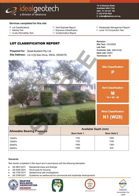 Order A Site Classification New Ideal Geotech
