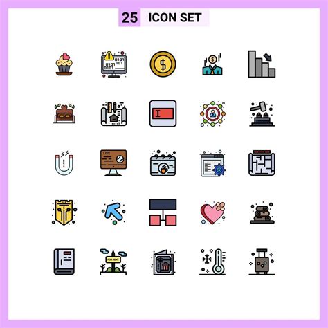 25 Universal Filled Line Flat Colors Set For Web And Mobile Applications Business Money Cash Man