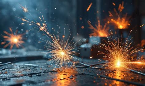 A Few Sparks Are Flying From A Firecracker And A Few More Are Flying From A Firecracker In The