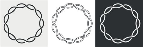 Decorative Round Frames Set Of Circle Border Cord Silhouette Line Art And Inversion Symmetry