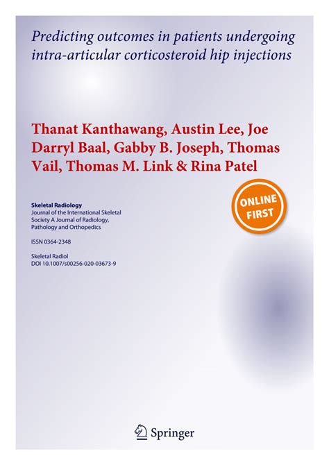 Pdf Predicting Outcomes In Patients Undergoing Intra Articular Corticosteroid Hip Injections