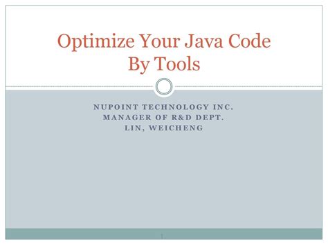 Optimize Your Java Code By Tools Ppt Download