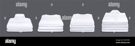 Realistic Isolated Clean Clothes Stack With Shadow Vector For Mockup Pile Of Ironed And Neatly