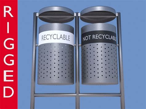 rigged garbage can 3d model made in blender exterior 2