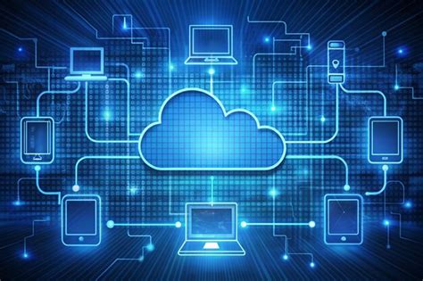 Cloud Computing Blueprint Digital Scheme With Cloud Devices Premium Ai Generated Image