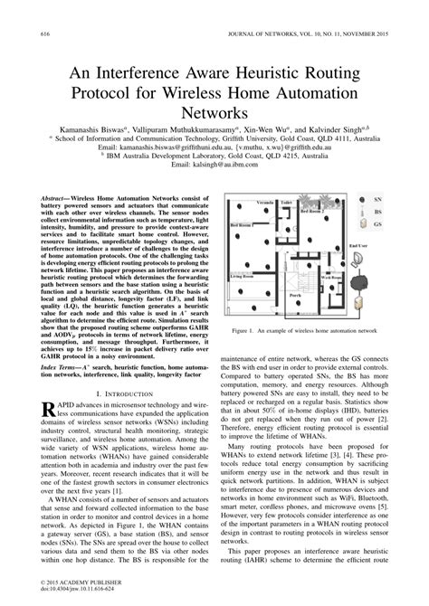Pdf An Interference Aware Heuristic Routing Protocol For Wireless Home Automation Networks