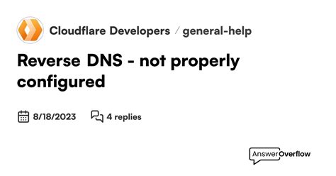 Reverse Dns Not Properly Configured Cloudflare Developers
