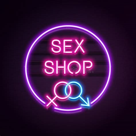 Sex Shop Logo Neon Realistic Text Design Adult Store Vector I Stock Vector Illustration Of