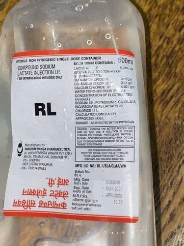 Rl Inj Bfs And Ffs Packaging Size 500 Ml At Best Price In Siliguri Id 22401064362