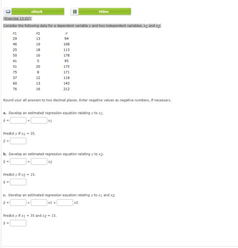 Solved Ebook Video Consider The Following Data For A