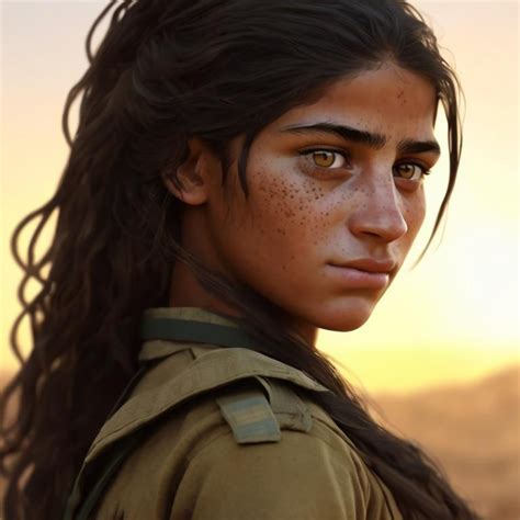 Beautiful Tanned Kurdish Female Ypj Fighter With Lon
