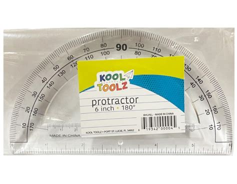 Wholesale 6 Plastic Protractors Kool Toolz Clear Ruler Base