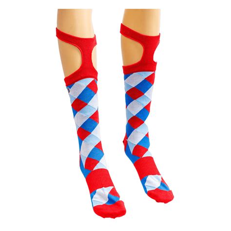 Knee High Socks With Red Blue Pattern B Tailored