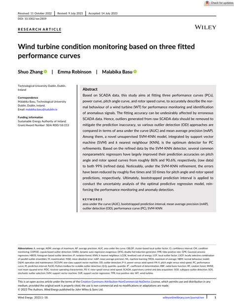 Pdf Wind Turbine Condition Monitoring Based On Three Fitted Performance Curves