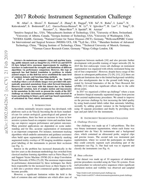 Pdf 2017 Robotic Instrument Segmentation Challenge