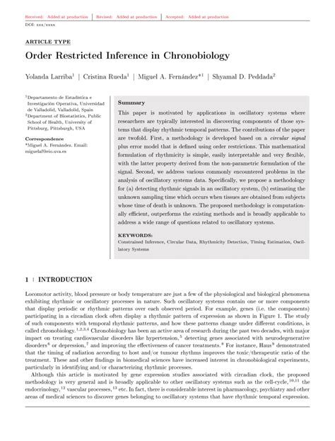 Pdf Order Restricted Inference In Chronobiology
