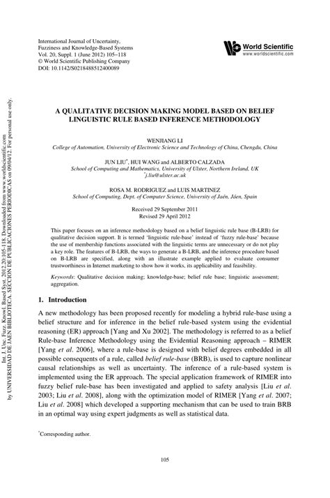 pdf a qualitative decision making model based on belief linguistic