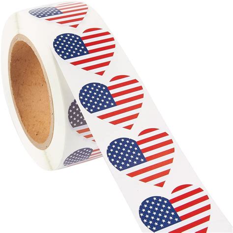 Usa American Flag Heart Sticker Roll 17 X 15 In 1000 Count Michaels