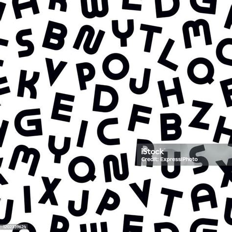 검은 라틴어 문자와 벡터 원활한 알파벳 패턴입니다 흰색 반복 가능한 특이한 배경입니다 포장지 섬유 커버 벽지 또는 다른 디자인과 아이디어처럼 사용할 수 있습니다 가능성에