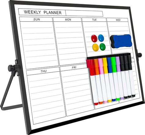 Weekly Whiteboard Planner With Stand Double Sided A3 Whiteboard For
