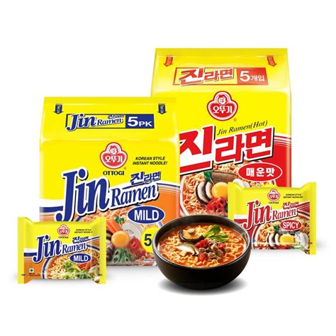 Ottogi Korean Jin Ramen Mild And Spicy 5x120g Multipack Shopee