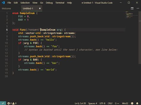 Syntax Highlighting Broken With Enum Keyword In Function Argument