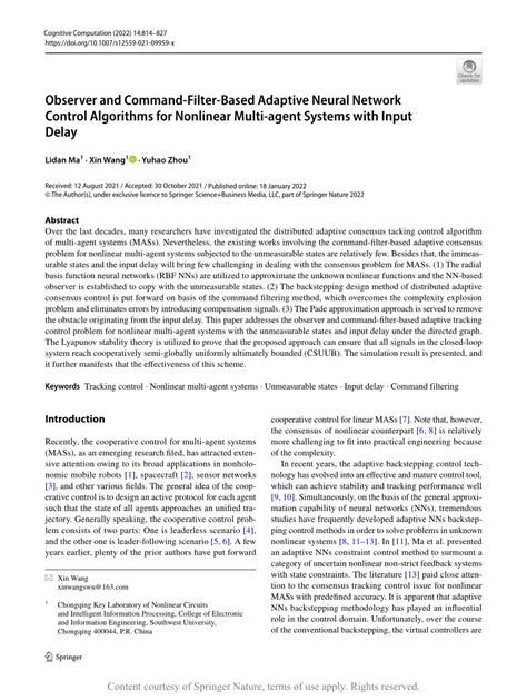 Observer And Command Filter Based Adaptive Neural Network Control