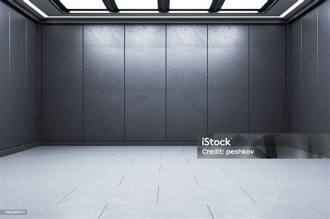 깨끗한 벽과 바닥 어두운 배경 갤러리 또는 전시 공간의 개념이있는 텅 빈 현대적인 실내 공간 3d 렌더링 0명에 대한 스톡 사진 및 기타 이미지 Istock