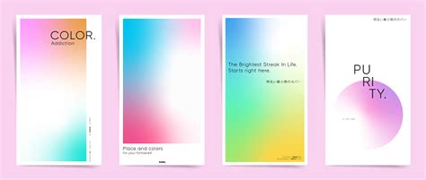 최소한의 다채로운 추상적 인 이야기 게시물 세트 현대 기하학적 커버 디자인 깨끗한 기업 비즈니스 배경 벡터 메쉬 듀오톤 그라디언트 0명에 대한 스톡 벡터 아트 및 기타