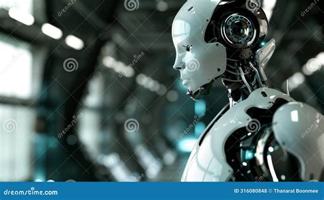 An Android Robot In A Cyberspace Background Ai Generated Stock Illustration Illustration Of