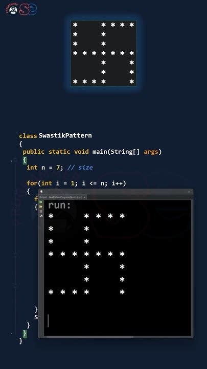 Swastik Pattern Program Code Pattern Program In Java In Less Than A Minute Shorts
