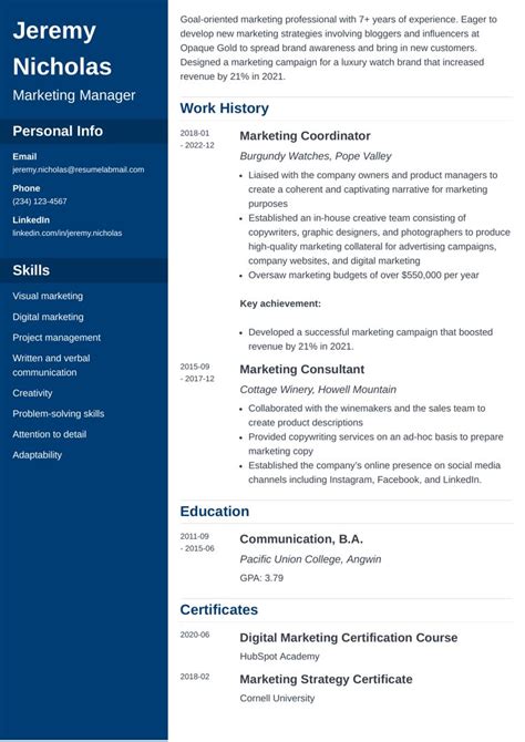 20 One Page Resume Templates To Customize And Download