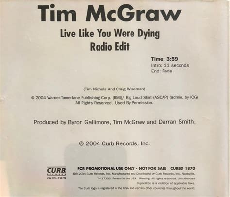 Tim Mcgraw Live Like You Were Dying 2004 Cd Discogs