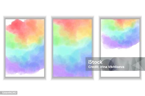 수채화 얼룩 엽서 초대장 명함 템플릿 집합입니다 추상 벡터 무지개 색 배경 0명에 대한 스톡 벡터 아트 및 기타 이미지 0명 개체 그룹 고풍스런 Istock