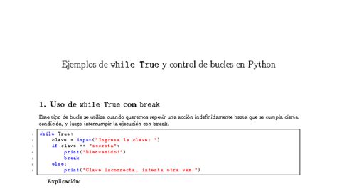 Ejemplos De Bucles En Python Uso De While True Y Control De Flujos