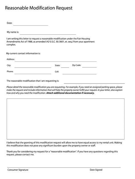 Fillable Online Abilitycenter Reasonable Modification Request Date My