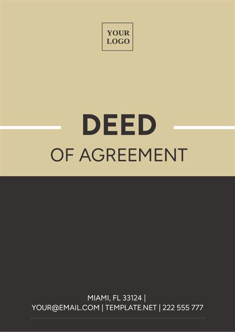 Free Deed Of Agreement Template To Edit Online