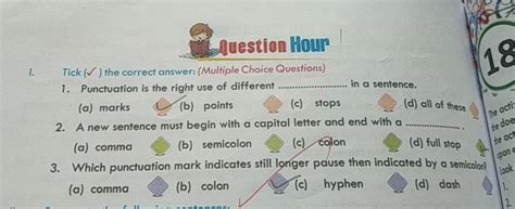 Tick The Correct Answer Multiple Choice Questions 1 Punctuation I