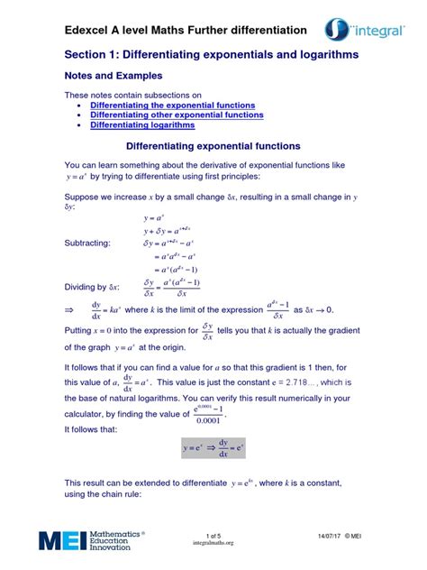 Diff Exponentials Pdf Derivative Exponential Function