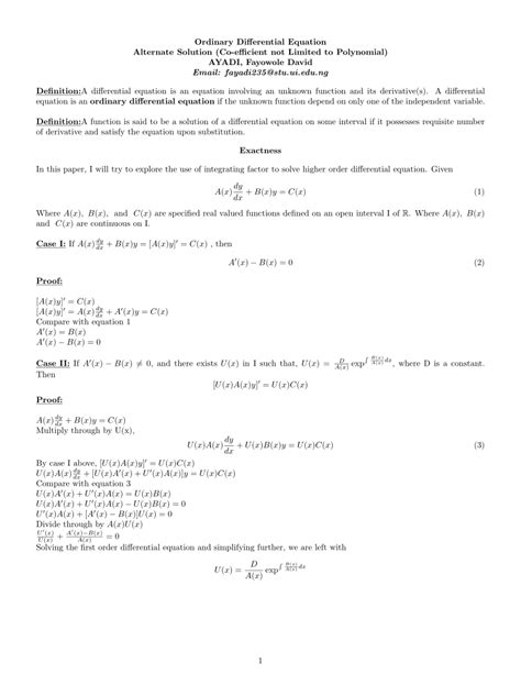 PDF Differential Equation